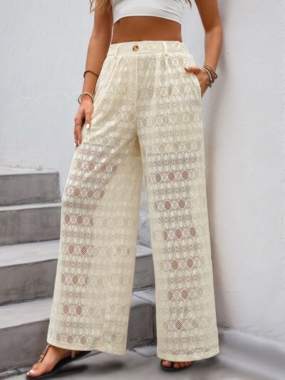 Decorative Button Wide Leg Pants – Sparkled Leopard Boutique