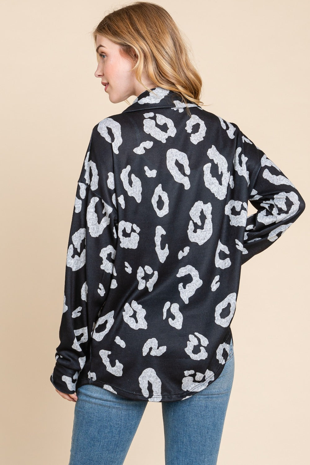 BOMBOM Animal Print Button Up Knit Shacket – Sparkled Leopard Boutique