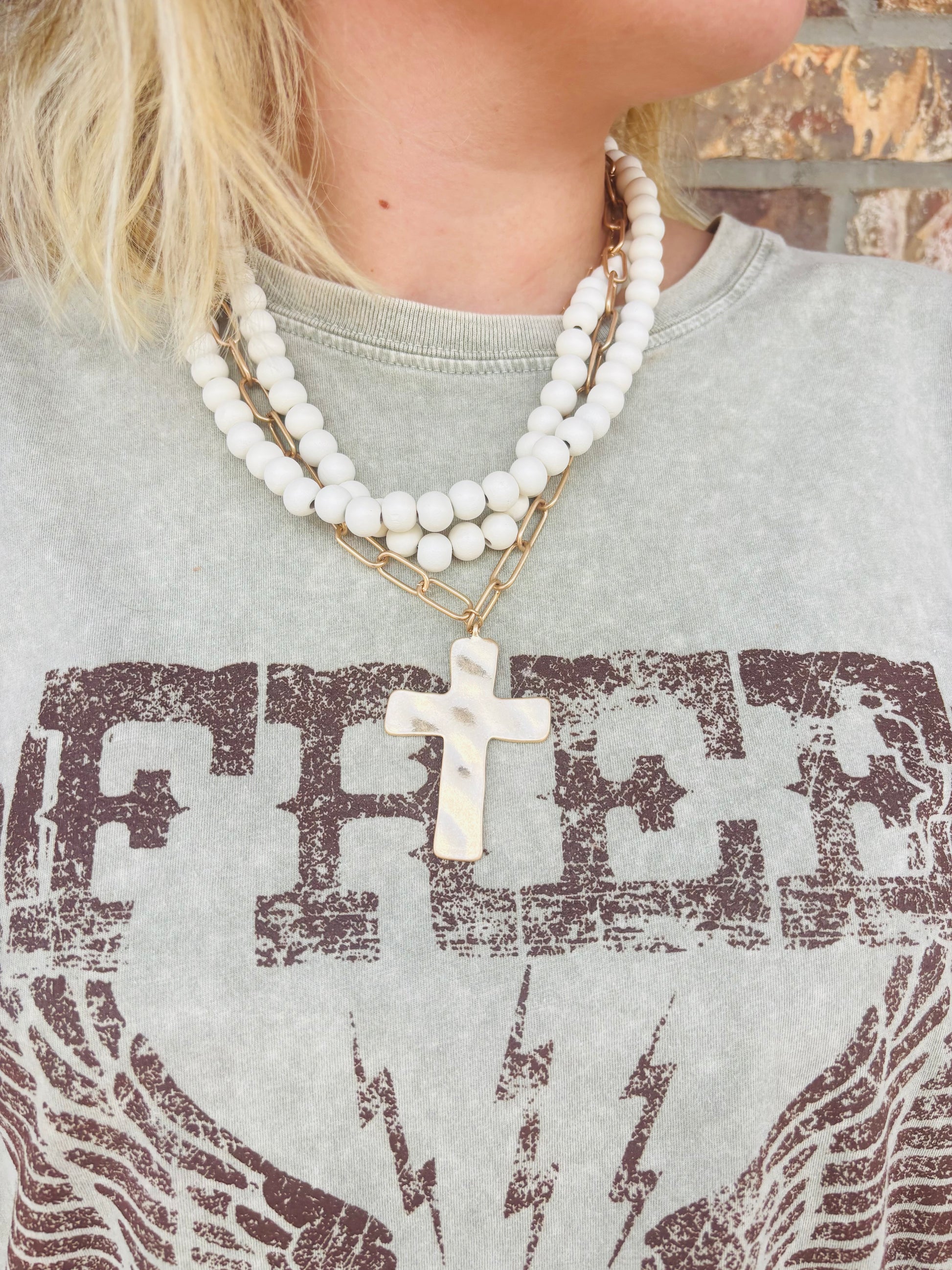 Beth Beaded Cross Necklace – Sparkled Leopard Boutique