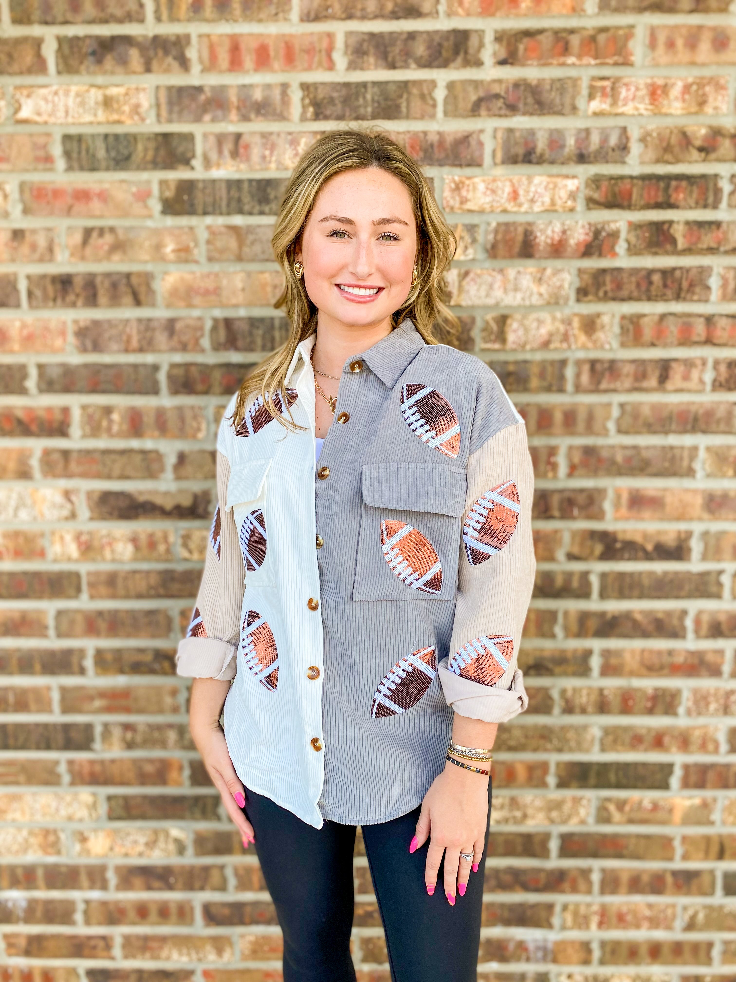 Sequin Football Shacket – Sparkled Leopard Boutique