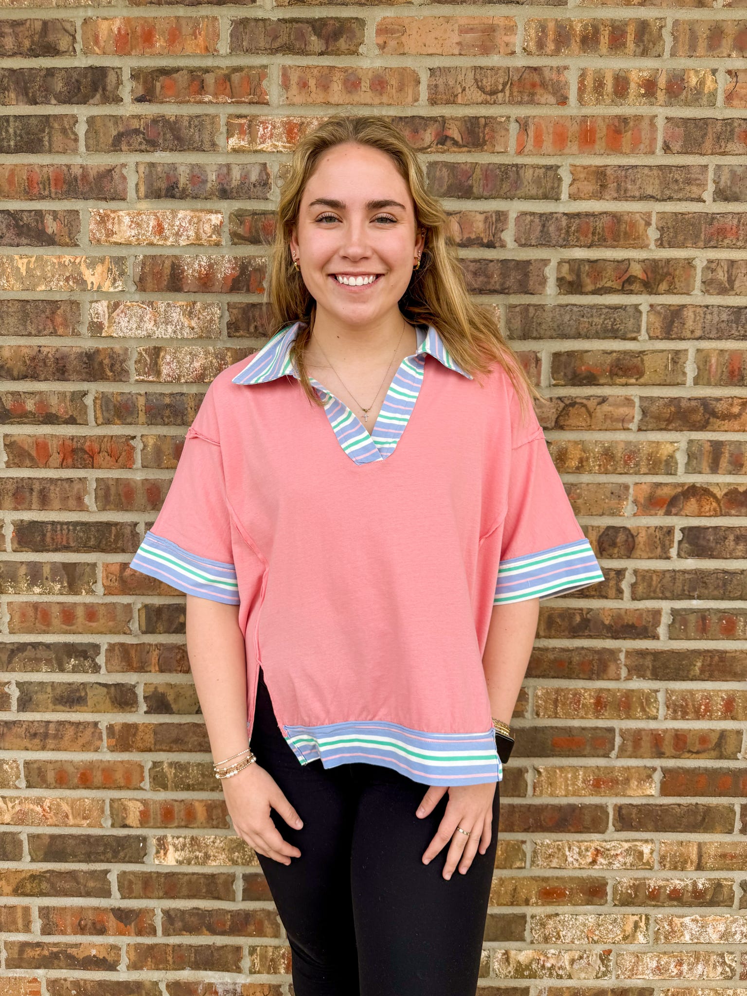 Hana Collared Jersey Top – Sparkled Leopard Boutique
