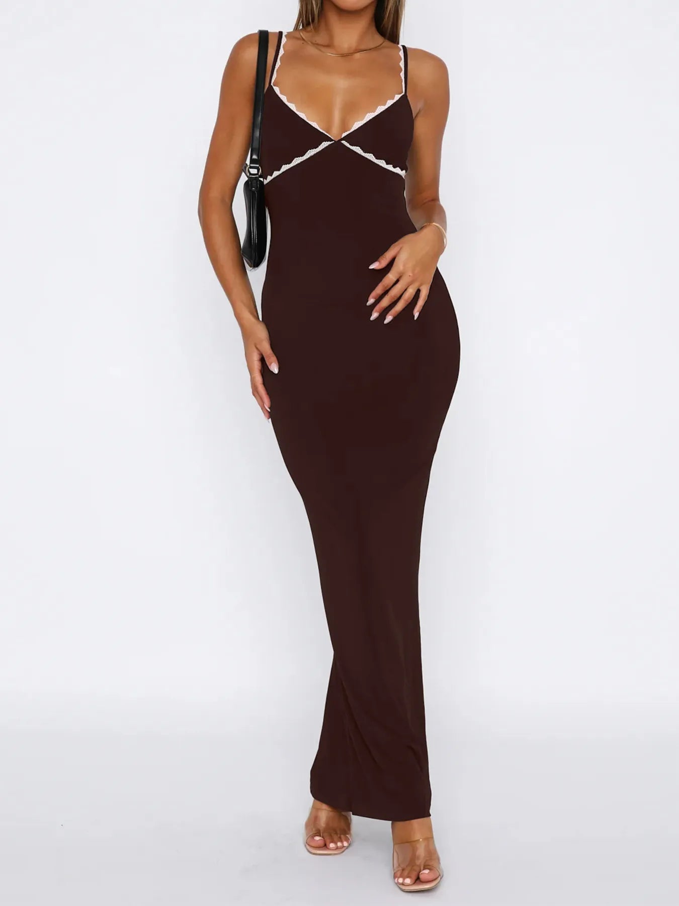 Lace Detail Slim Fit Bodycon Maxi Dress – Sparkled Leopard Boutique