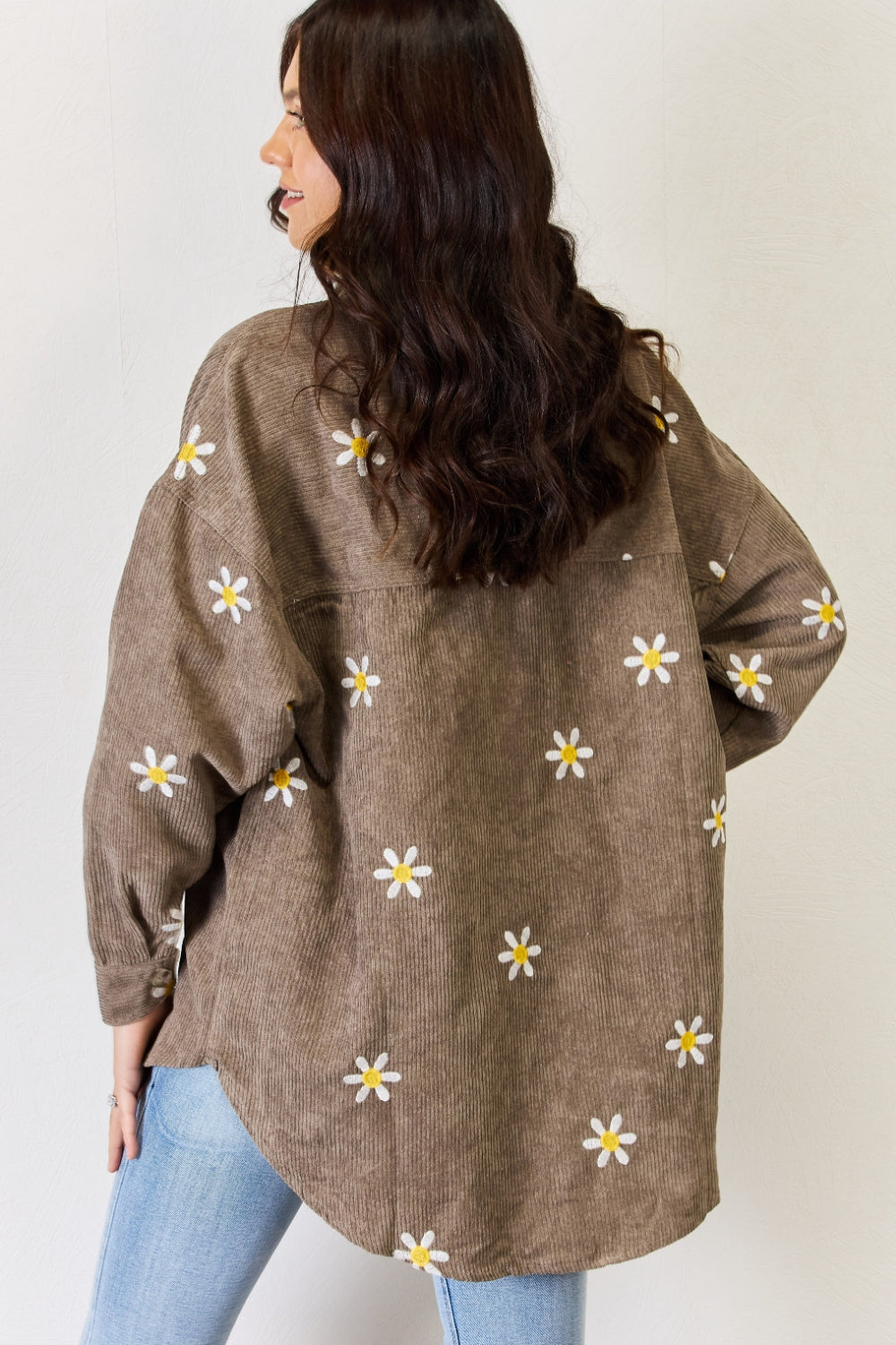 J.NNA Flower Pattern Corduroy Button Down Shirt – Sparkled Leopard Boutique